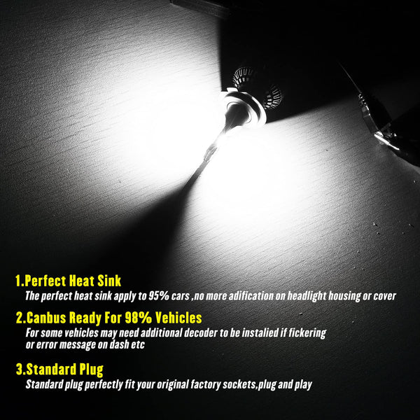 2pcs 70W T9 H7 LED Headlight Bulbs Conversion Kit 6500K Diamond White – winpower